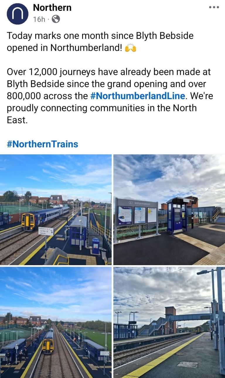 Blyth Bebside at 12,000 passengers already, Northumberland Line tops ...