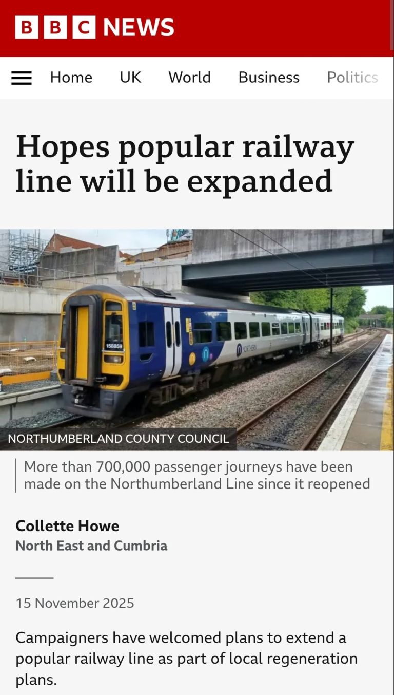 Blyth Bebside at 12,000 passengers already, Northumberland Line tops ...