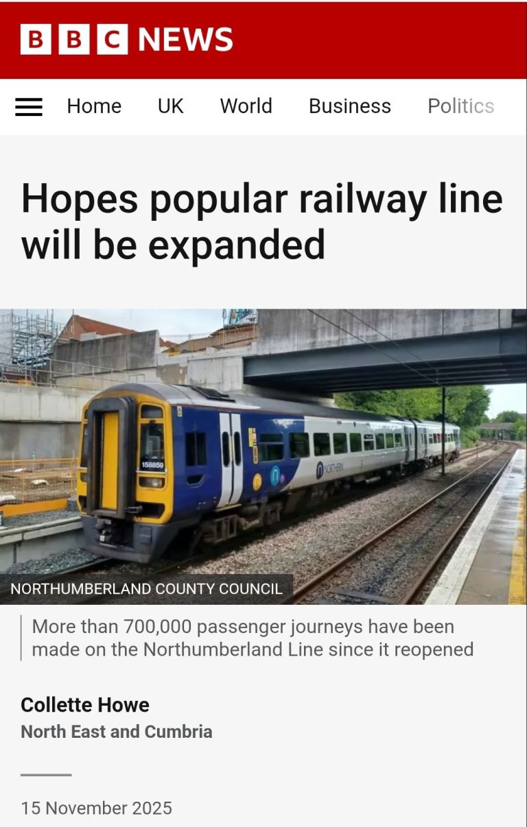 Northumberland Line: First anniversary upcoming, and huge success to ...